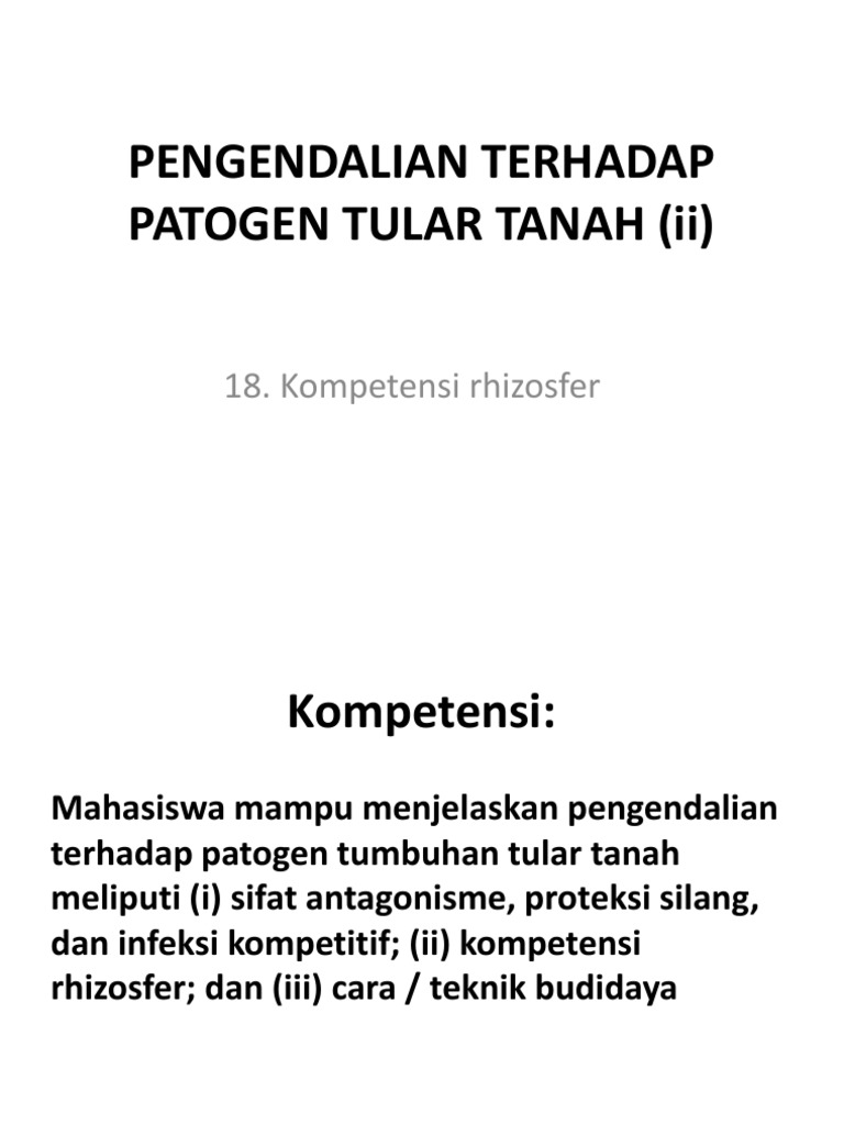 Pengendalian Patogen Tular Tanah (II) | PDF