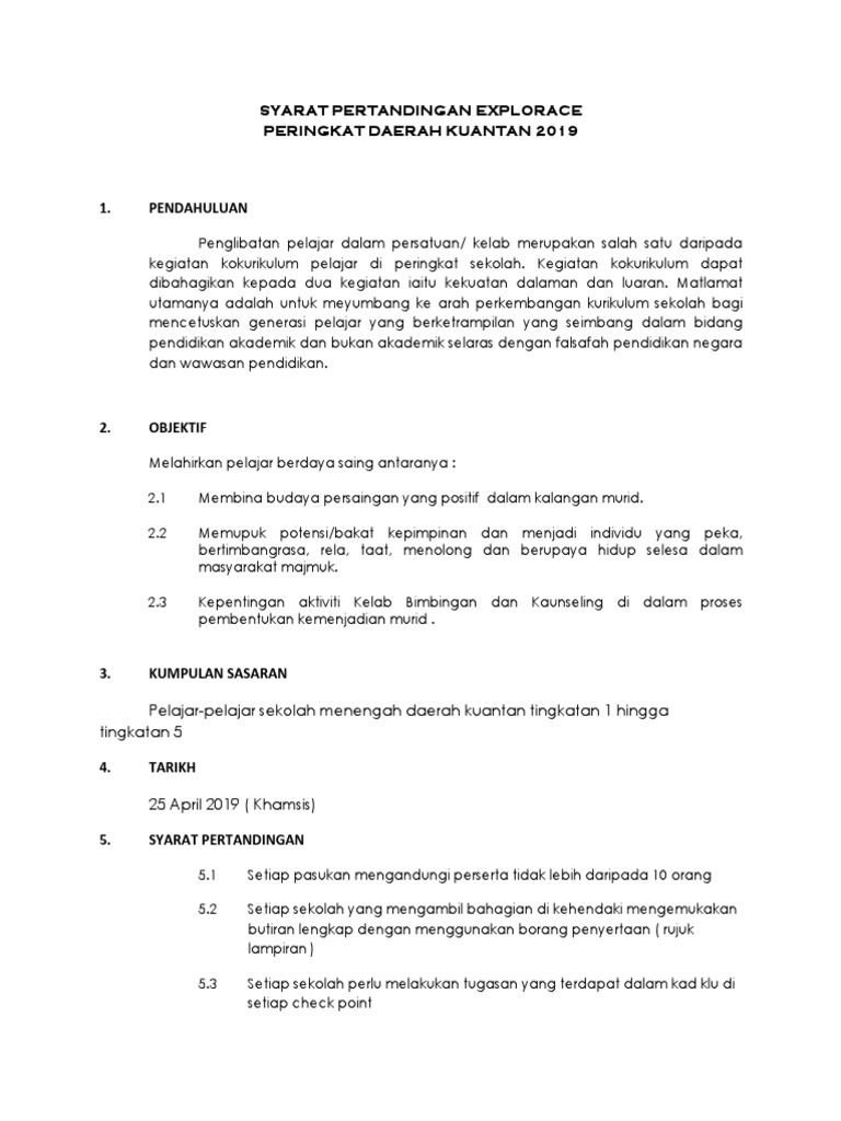 Syarat Pertandingan Explorace | PDF