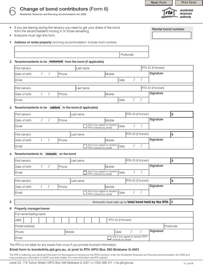 RTA Change of Bond Contributors | PDF | Leasehold Estate | Business