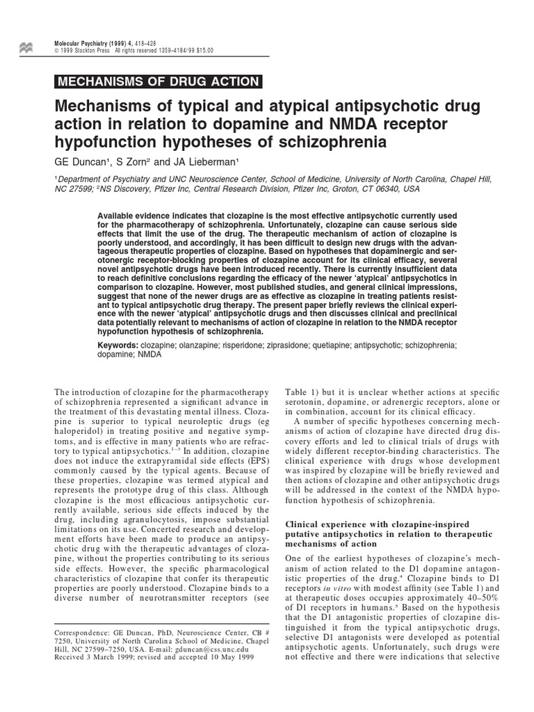 Mechanisms of Typical and Atypical Antipsychotic Drug Action in ...