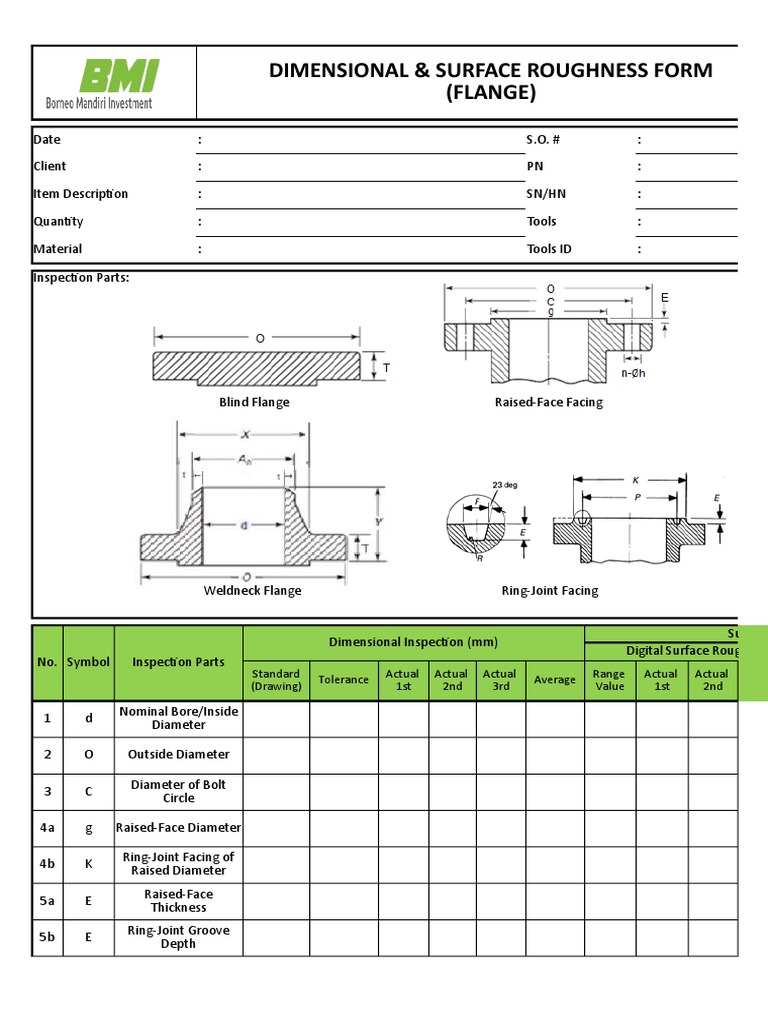 QC-577-23 Dimensional and Surface Roughness Form (Flange) Rev 1 | PDF ...