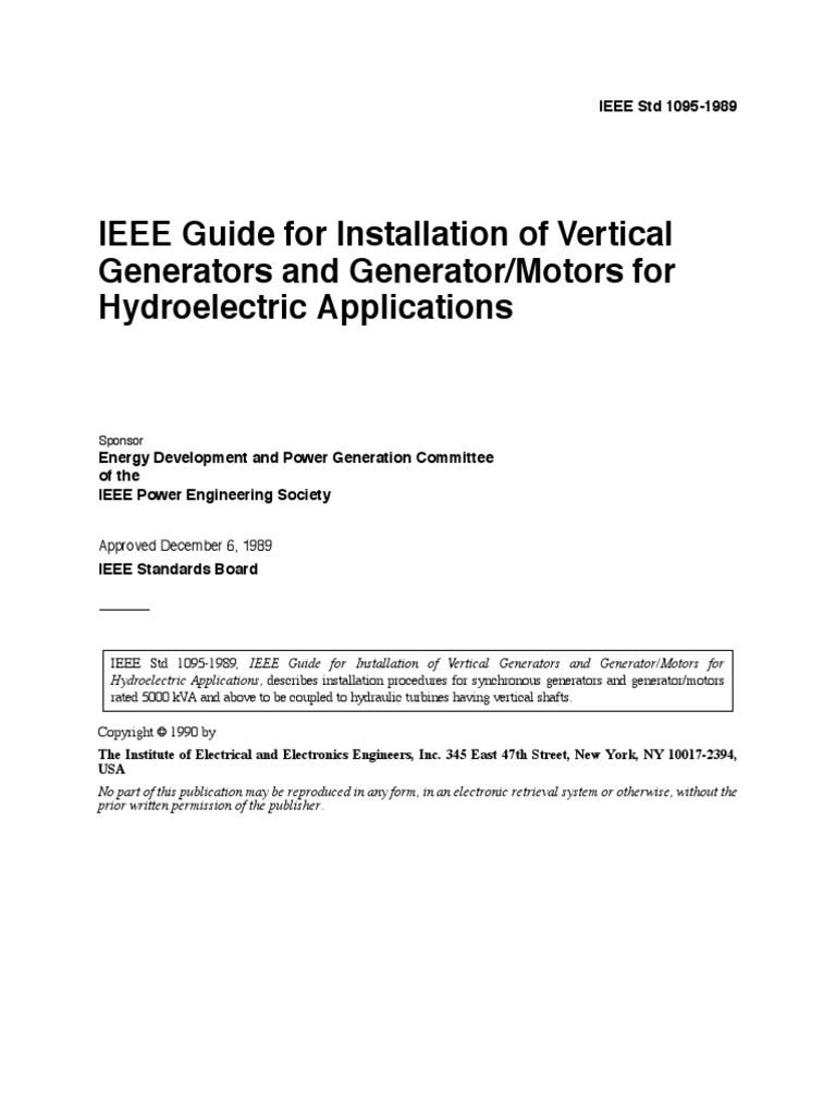IEEE Guide For Installation of Vertical Generators and Generator/Motors For Hydroelectric ...