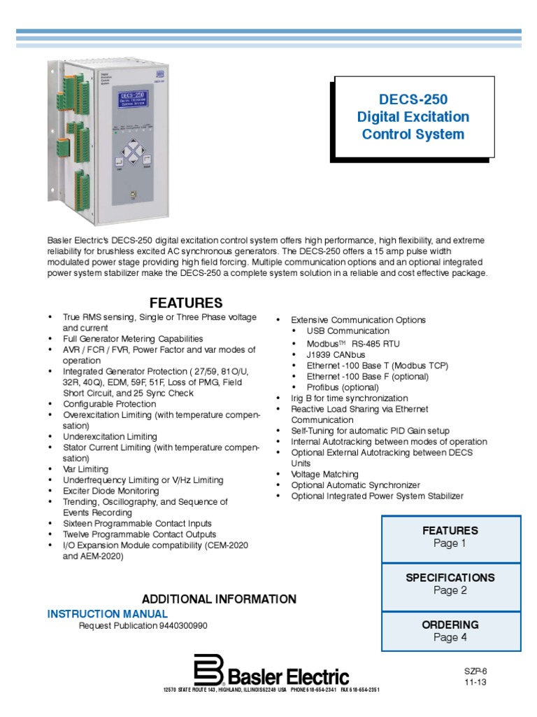 DECS 250 Datasheet | Download Free PDF | Electric Power System ...