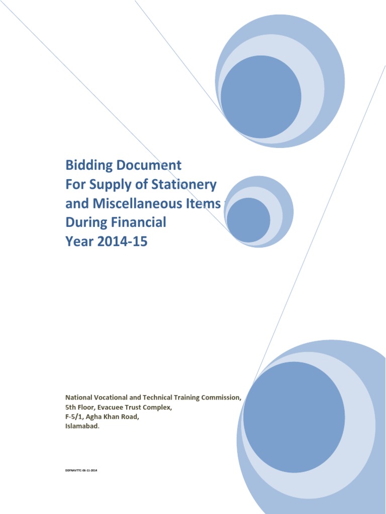Bidding Document For Supply of Stationery and Miscellaneous Items For ...