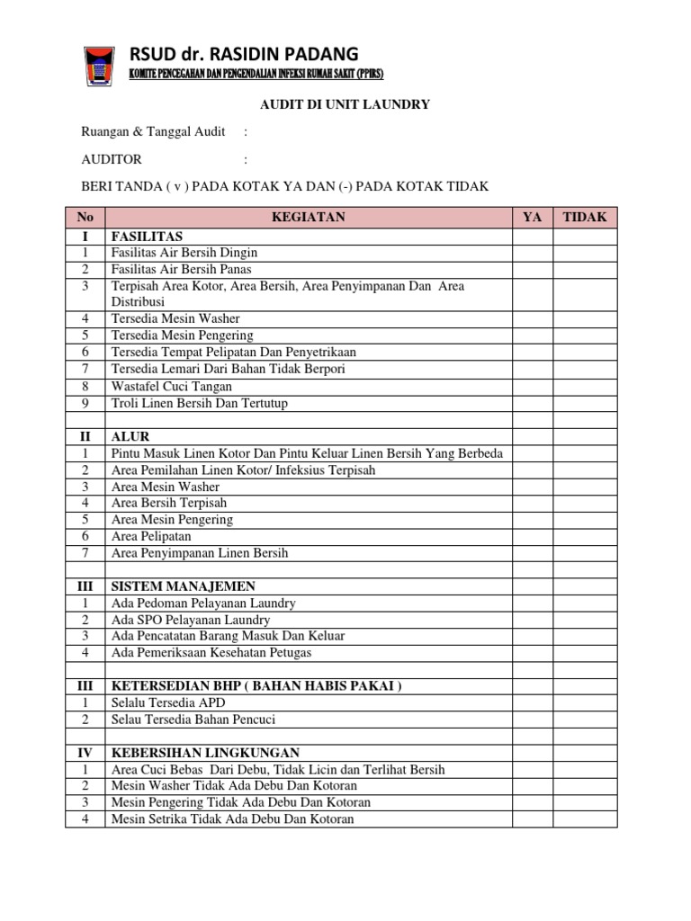 CC - Form Audit Laundry | PDF