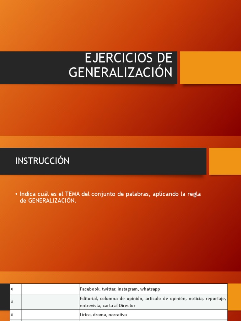 Ejercicios de Generalización | PDF