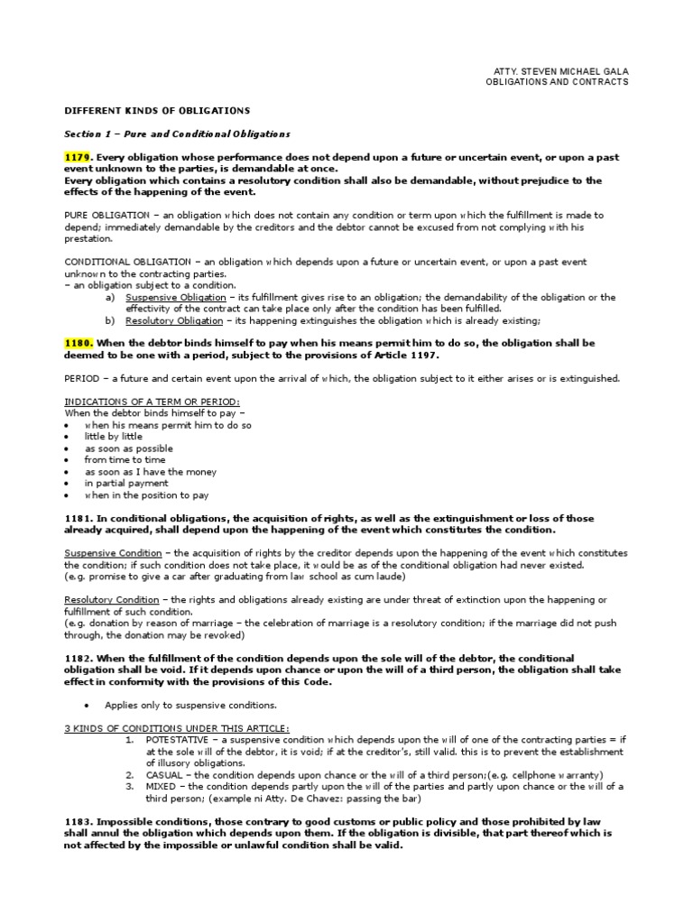 Section 1 - Pure and Conditional Obligations | PDF | Guarantee | Debtor