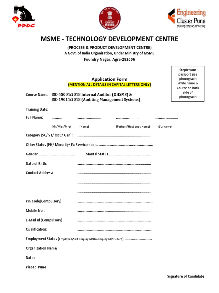 Msme - Technology Development Centre: Application Form | PDF ...