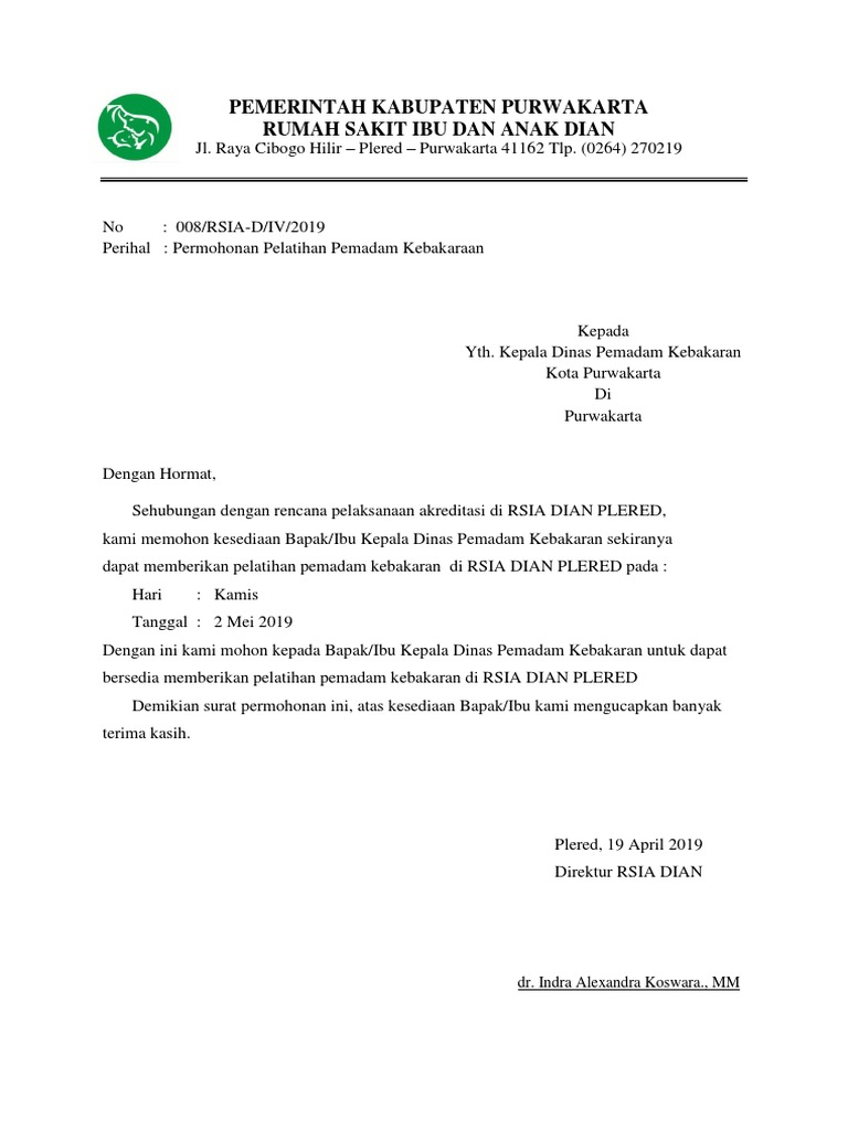 Surat Pengajuan Pelatihan Damkar Fix | PDF