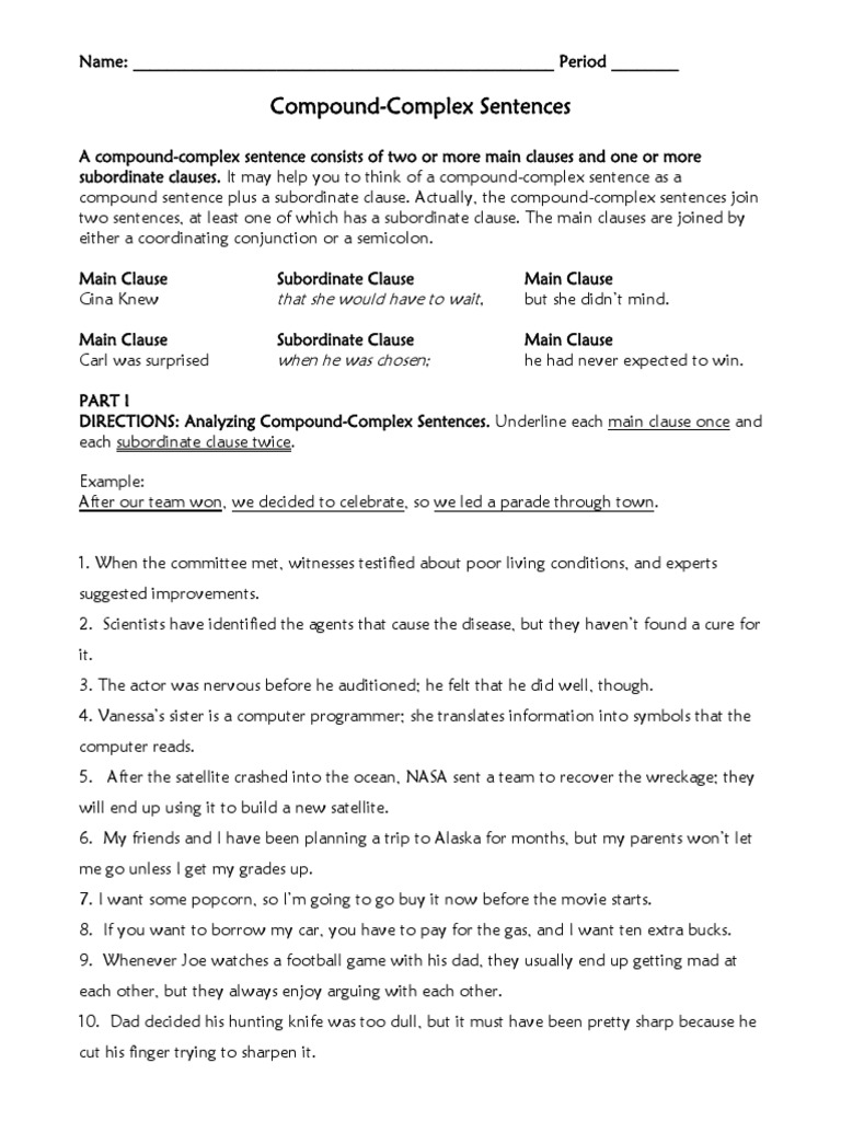 Compound Complex Sentences | PDF | Language Mechanics