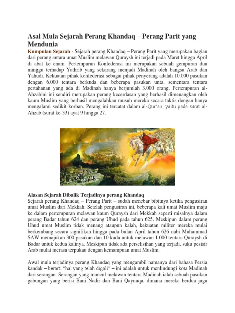 Asal Mula Sejarah Perang Khandaq | PDF