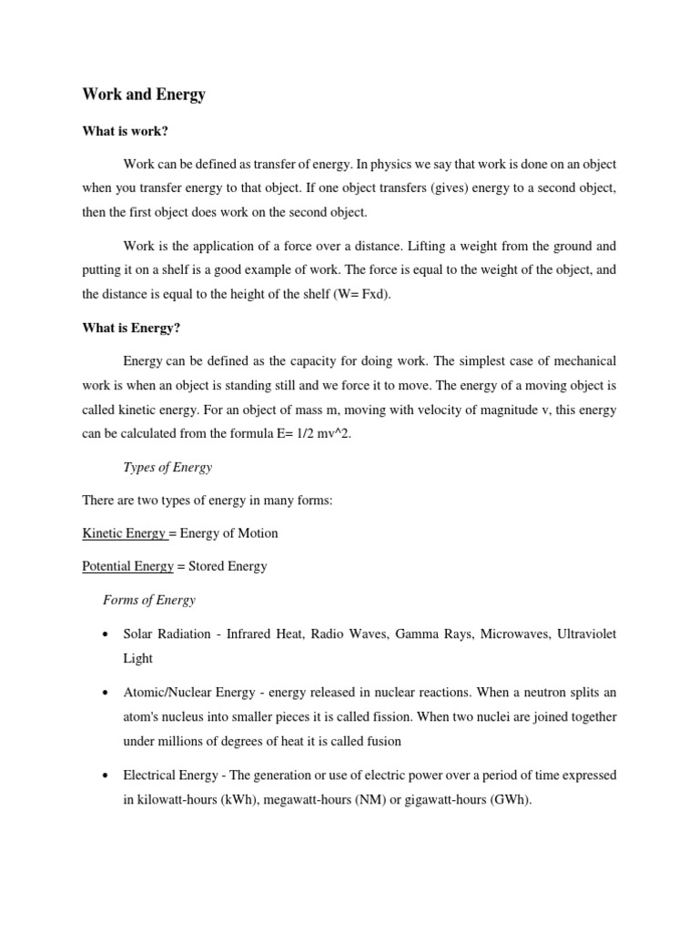 Work and Energy | PDF | Sound | Light