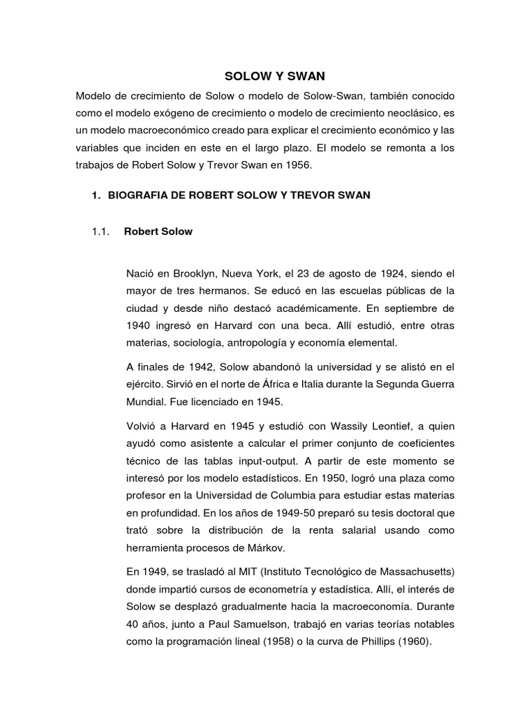 Modelo de Solow y Swan | PDF | Macroeconómica | Ciencias económicas