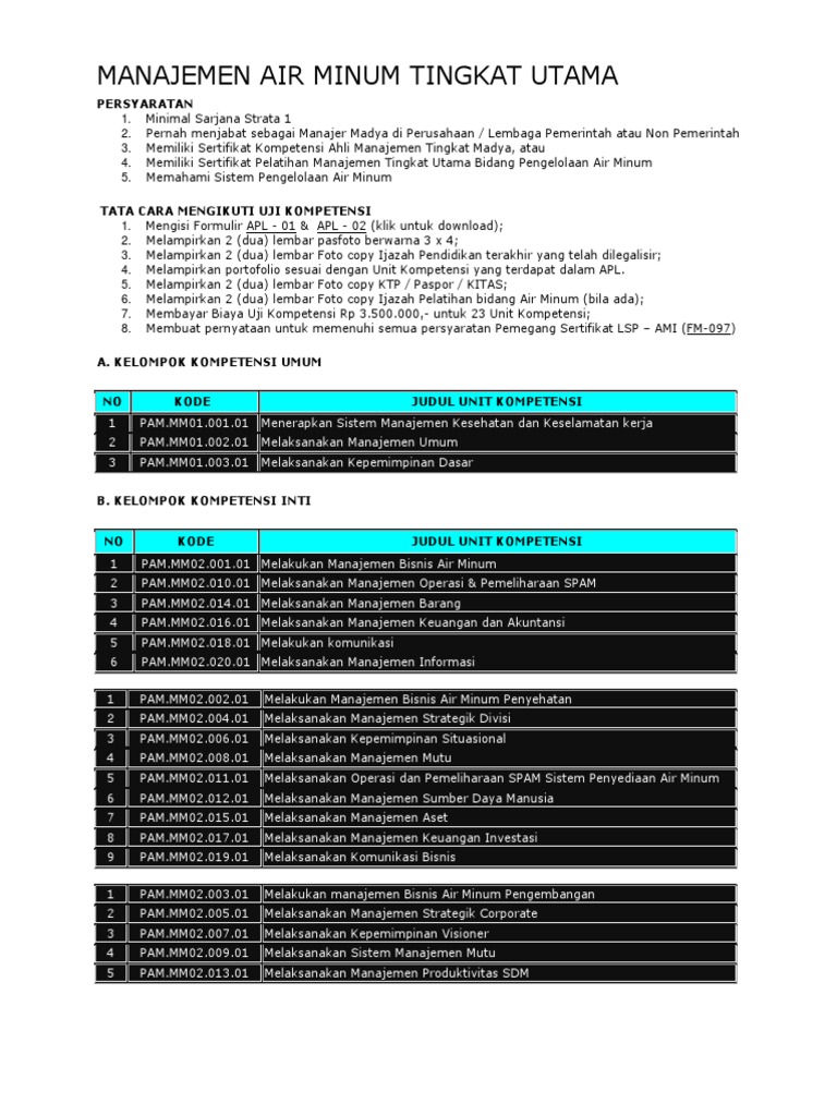 Manajemen Air Minum Tingkat Utama | PDF