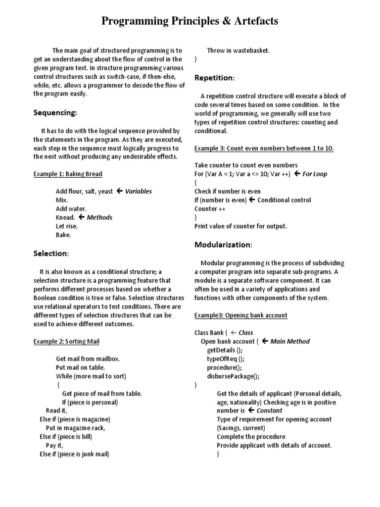 Programming Principles & Artefacts: Repetition | PDF | Control Flow | Computer Program