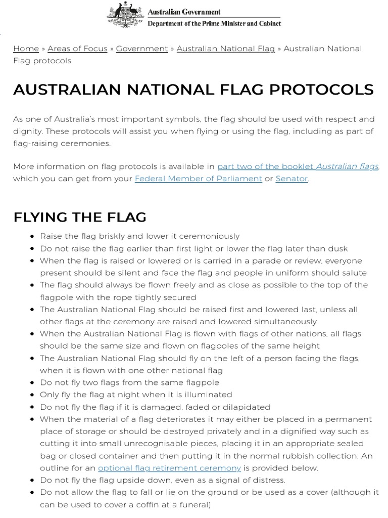 Australian National Flag Protocols - Department of The Prime Minister ...