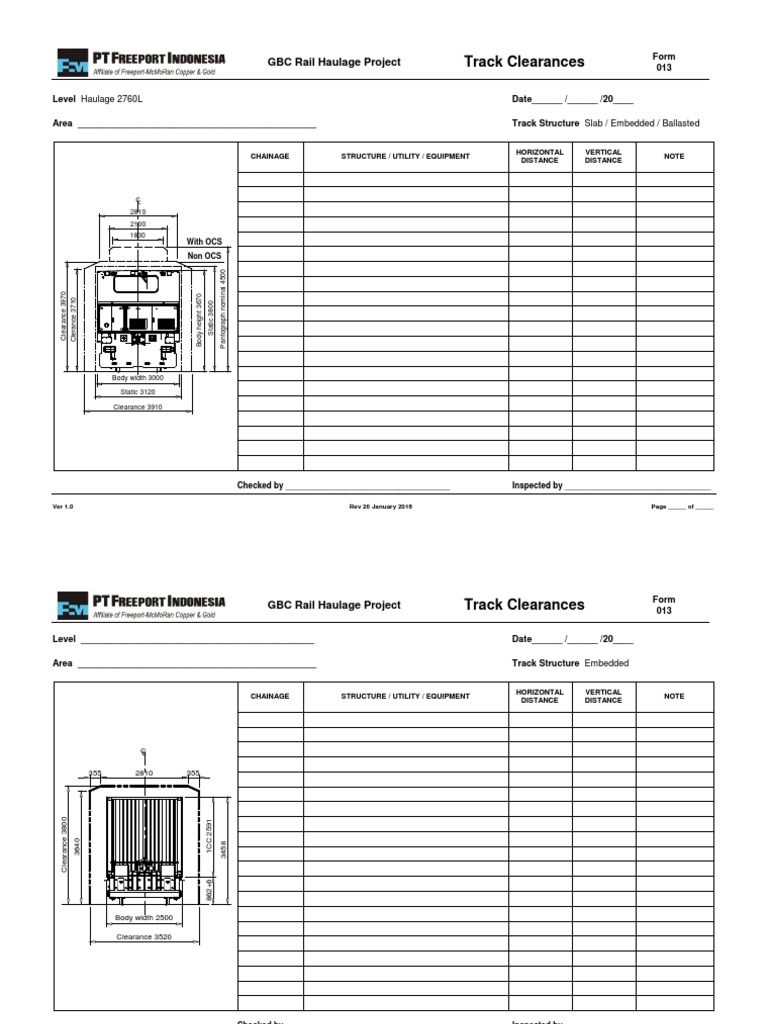 Form 013-Track Clearances | PDF | Rail Infrastructure | Rail Transport