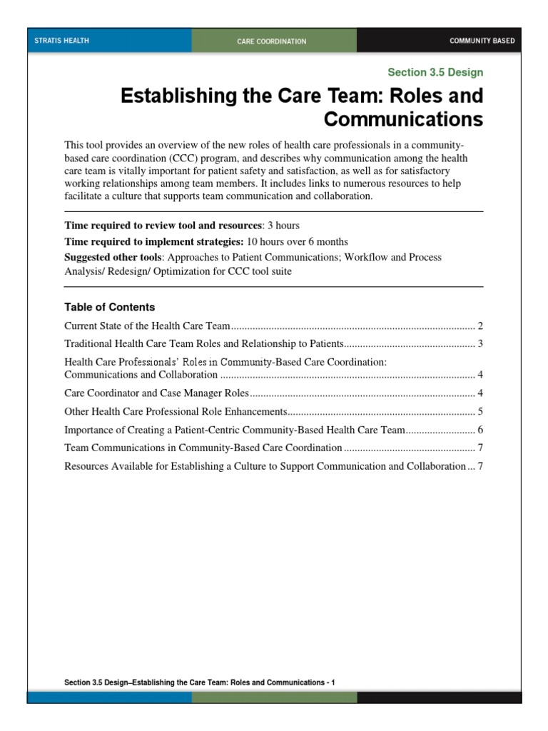 3 Establishing The Care Team Roles and Communications | PDF | Health ...