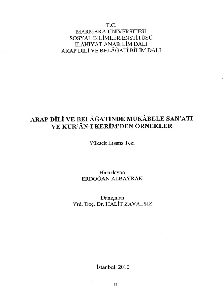 Belağat, Arap Dili Ve Belağatinde MUKABELE SAN'ATI Ve Kur'an-I Kerim ...
