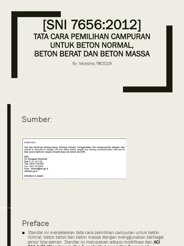 Pemilihan Campuran Beton Normal SNI 7656 | PDF
