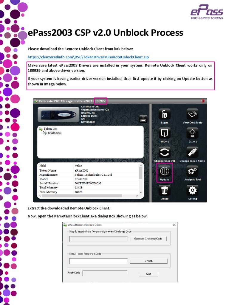 Epass2003 Token Unblock or Reset User Pin Method | PDF