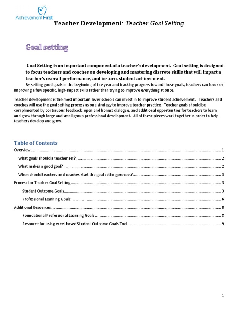 Teacher Goal Setting Guide Ach First 17JAN2013 | PDF | Educational ...