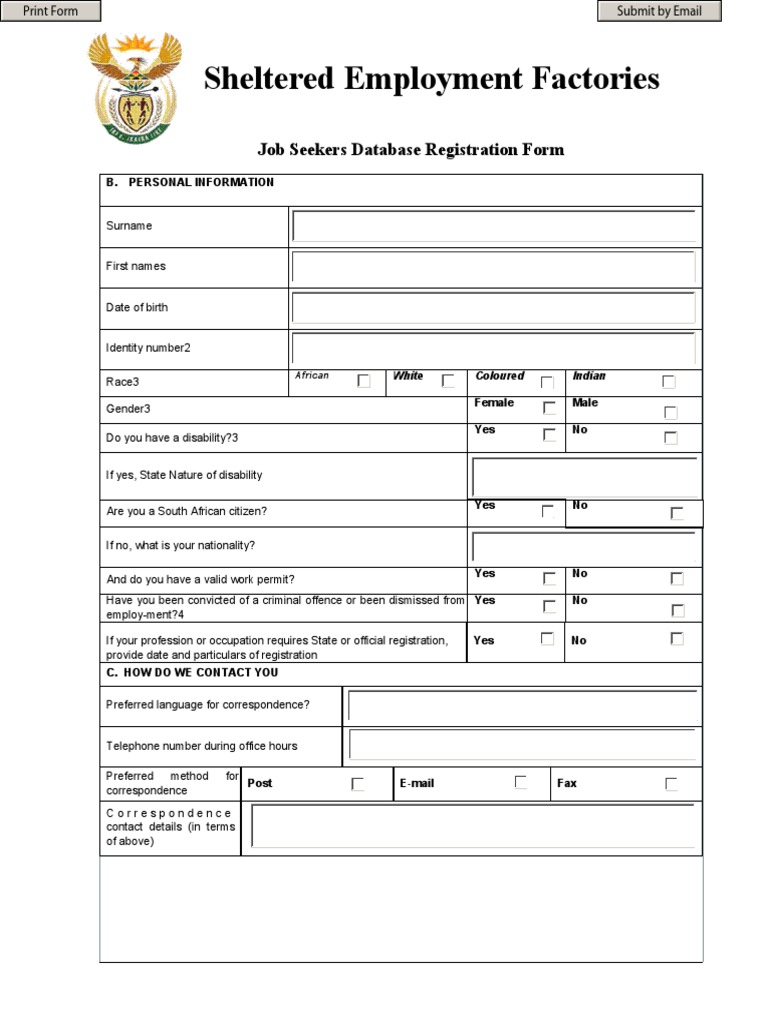 Job Seeker Registration Form PDF | PDF | Government Information | Justice