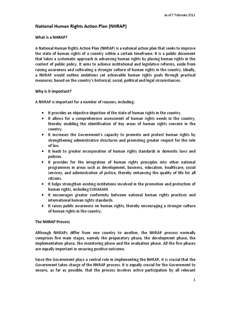 National Human Rights Action Plan (NHRAP) : As of 7 February 2011 | PDF ...