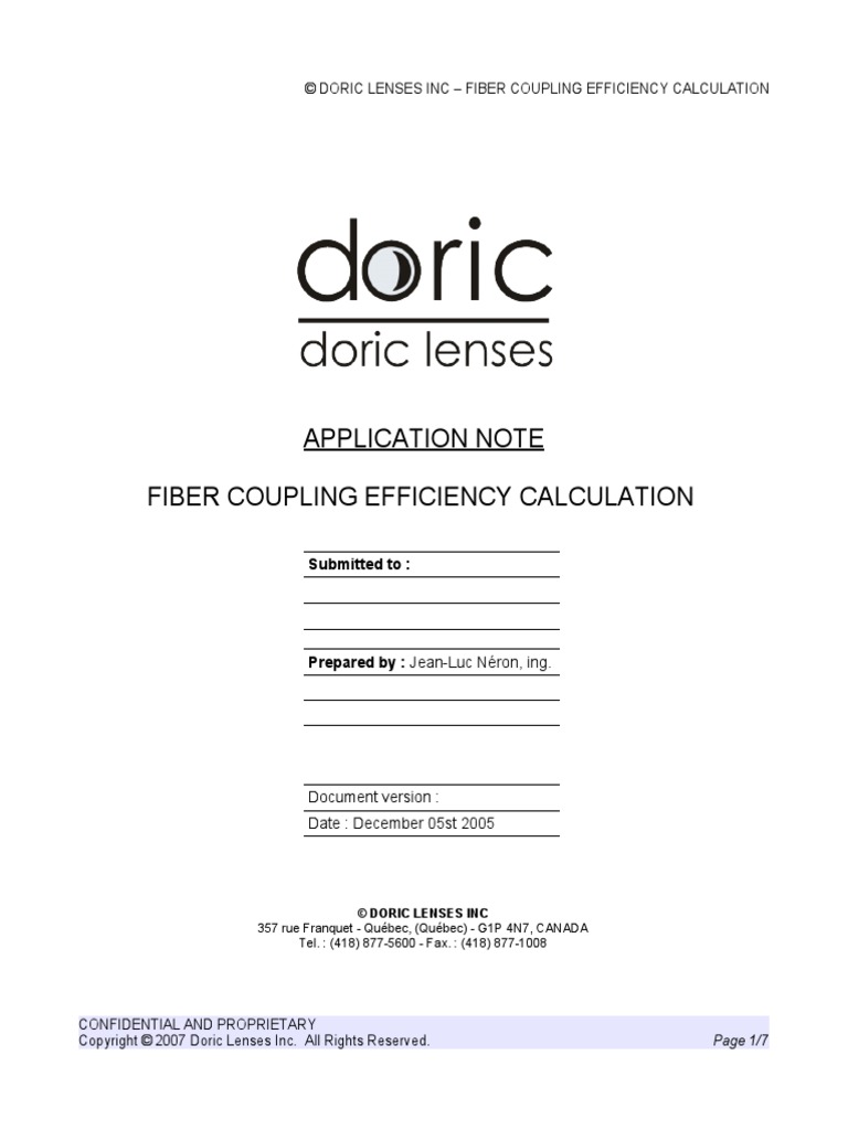Fiber Coupling Efficiency Doric Lenses | PDF | Optical Fiber | Optics
