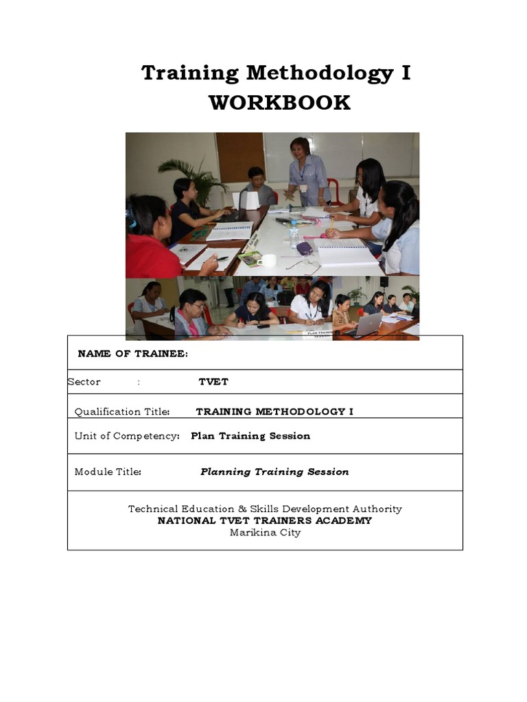 Training Methodology I Workbook: Name of Trainee | PDF | Learning ...