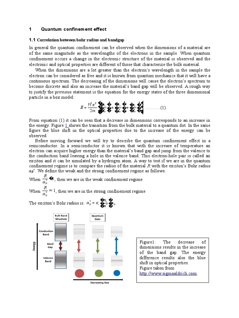Quantum confinement effect bandgap relationship | PDF | Band Gap | Electron Hole