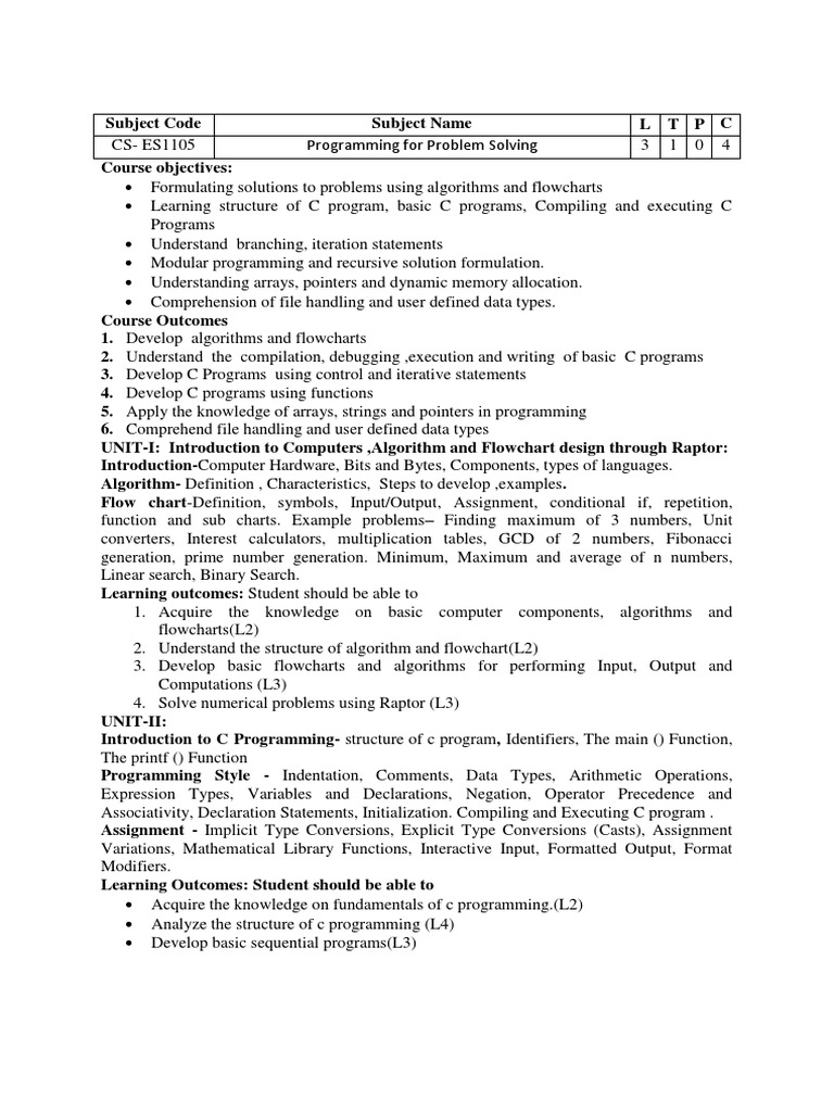 Programming For Problem Sloving Pdf C Programming Language Pointer Computer Programming 5453