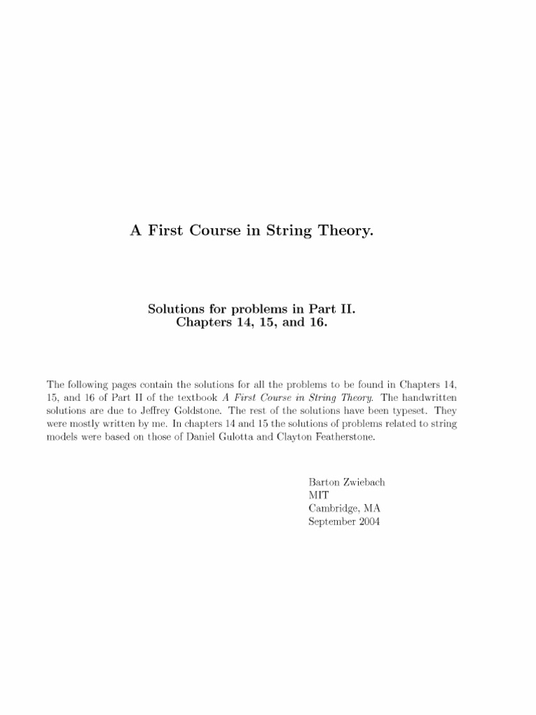 Zwiebach B. - Introduction To String Theory. Solutions To Problems ...