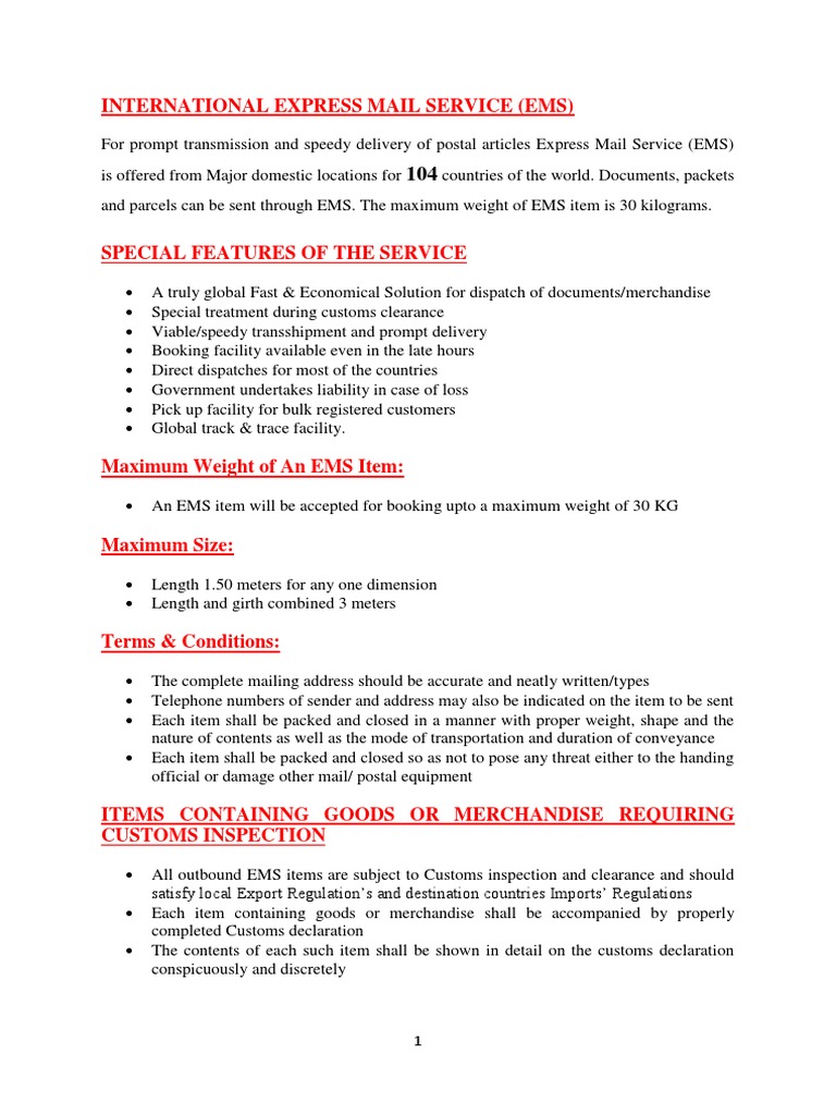 Global Express Mail Service Guide | PDF | Mail | United States Postal ...