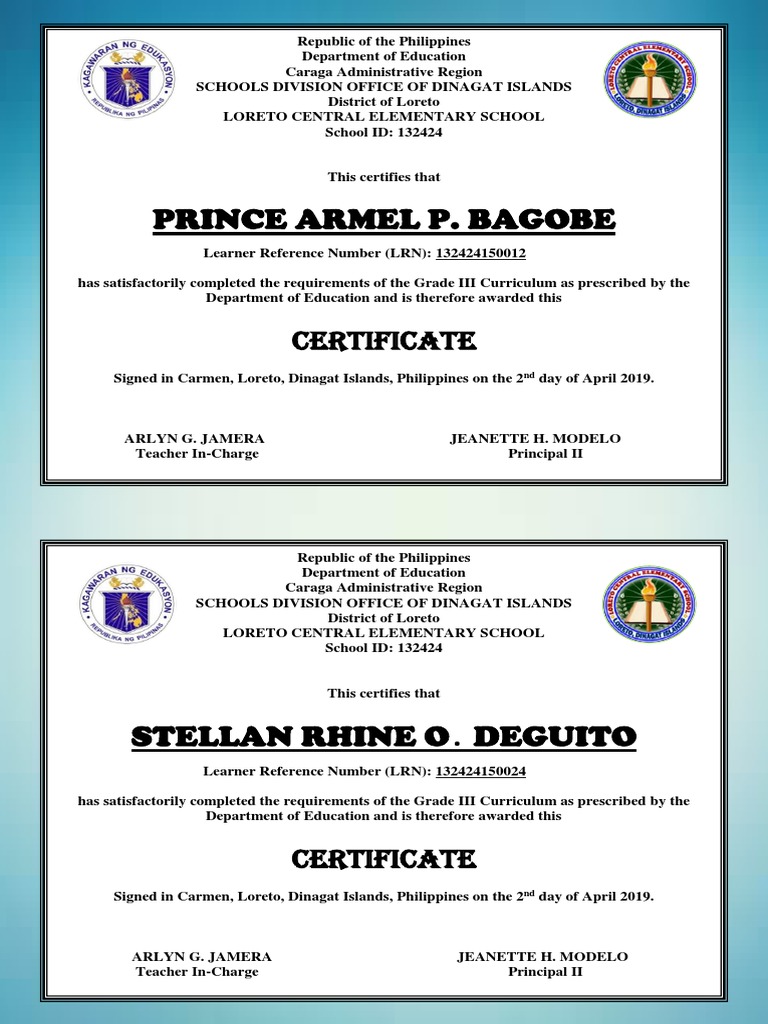 Grade 3 Certificate | PDF | Southeast Asia | Administrative Law