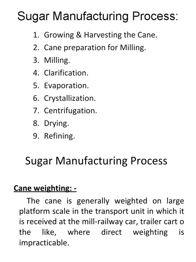 Sugar Manufacturing Process | PDF | Filtration | Sugarcane