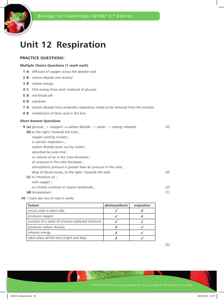 Biology Igcse | PDF | Cellular Respiration | Oxygen