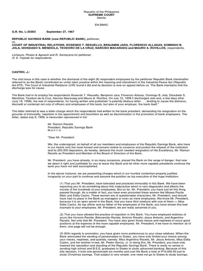 Republic Savings Bank Vs Cir Full | PDF | Unfair Labor Practice ...