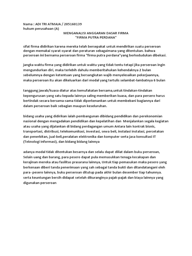 Akta Pendirian Firma | PDF