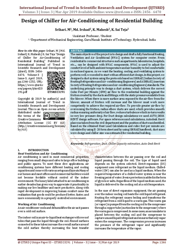 Design of Chiller For Air Conditioning of Residential Building | PDF ...