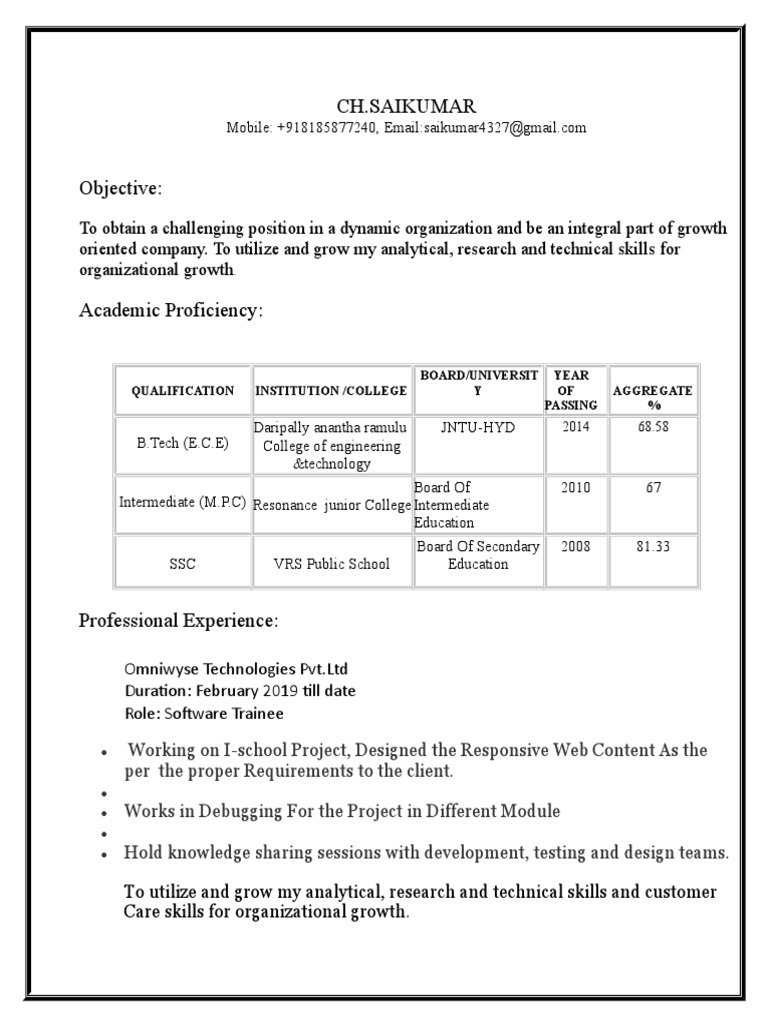 Sai Resume Imp Send - Copy Technical Sent | PDF | Computing | Cognition
