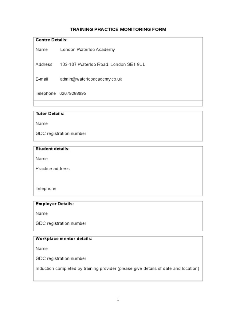 Dental Training Practice Monitoring Form | PDF | Infection Control ...