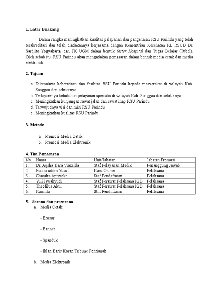 Proposal Anggaran Promosi | PDF