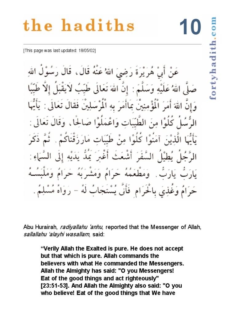 Hadith 10 | PDF | Hadith | Prophets And Messengers In Islam