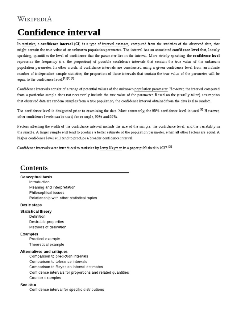 Confidence Interval Pdf Confidence Interval Estimator