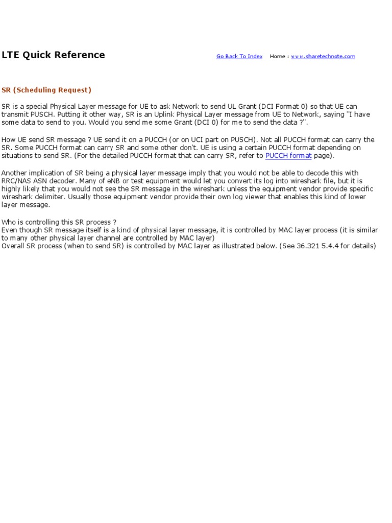 LTE Quick Reference Guide to SR (Scheduling Request | PDF | Duplex (Telecommunications ...