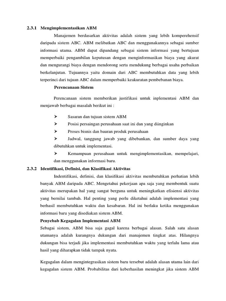 Implementasi ABM untuk Efisiensi Biaya | PDF | Bisnis