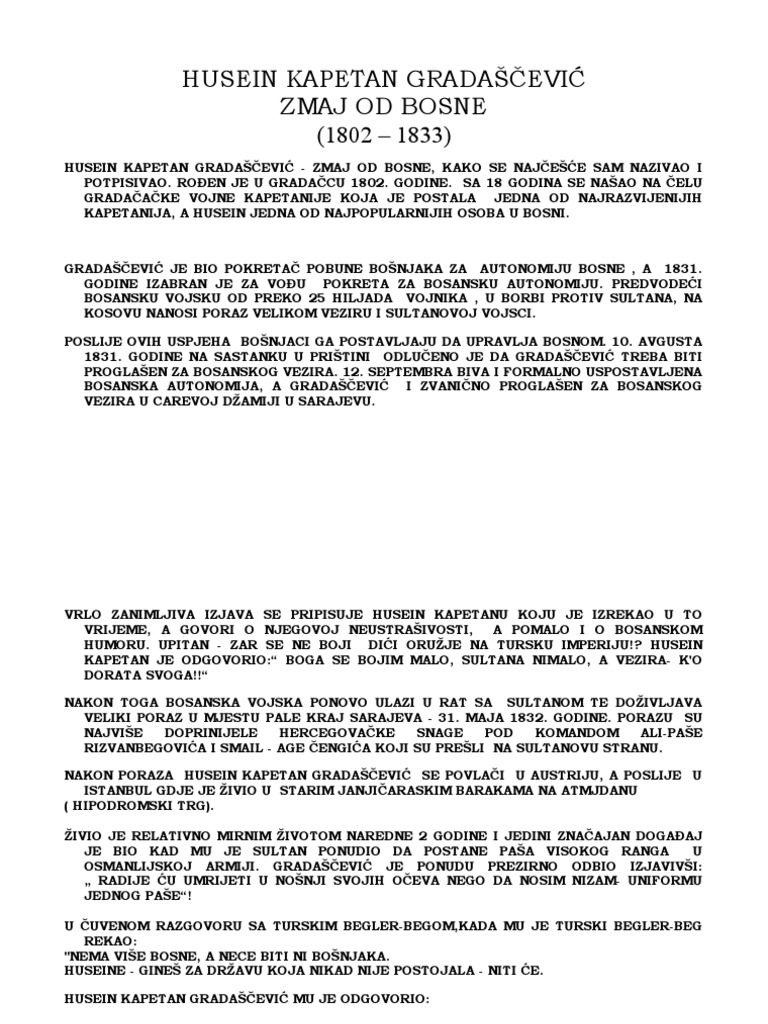 Husein Kapetan Gradascevic | PDF