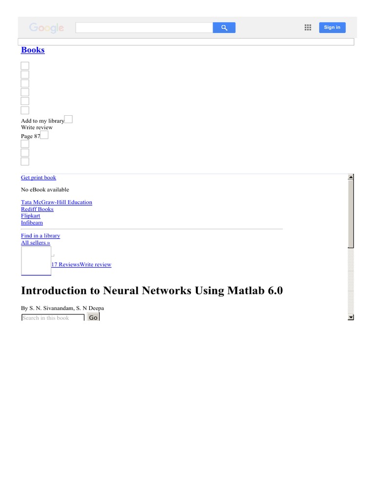 Introduction To Neural Networks Using Matlab 6.0 - S. N. Sivanandam, S. N Deepa - Google Books | PDF