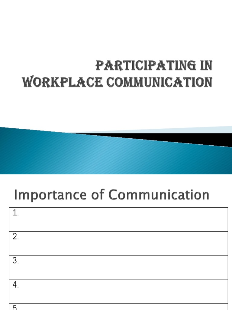 Participating in Workplace Communication | PDF | Communication ...